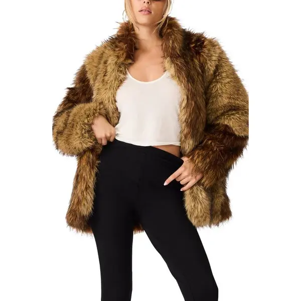 Steve Madden Norie Faux Fur Coat - Honey