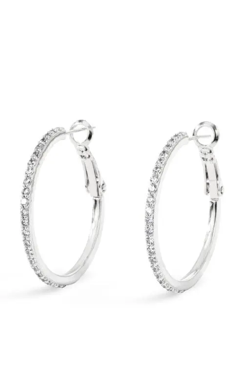 MINT & LILY Pave Hoop Earrings - Silver
