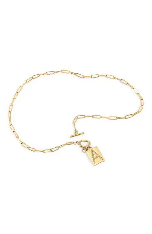 MINT & LILY Toggle Necklace With Pave Initial Pendant