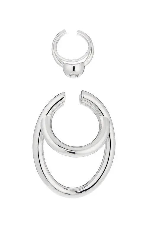 Rabanne Set Of 2 Mismatched Ear Cuffs - Silver