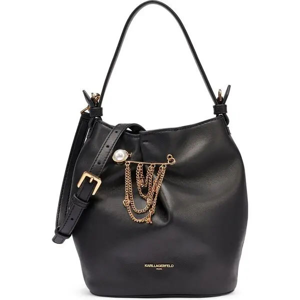 Karl Lagerfeld Paris Mauve Bucket Bag - Black/gold