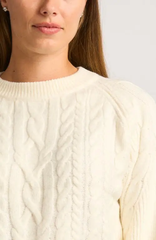 Halogen Mixed Cable Raglan Sweater - Vanilla Ice
