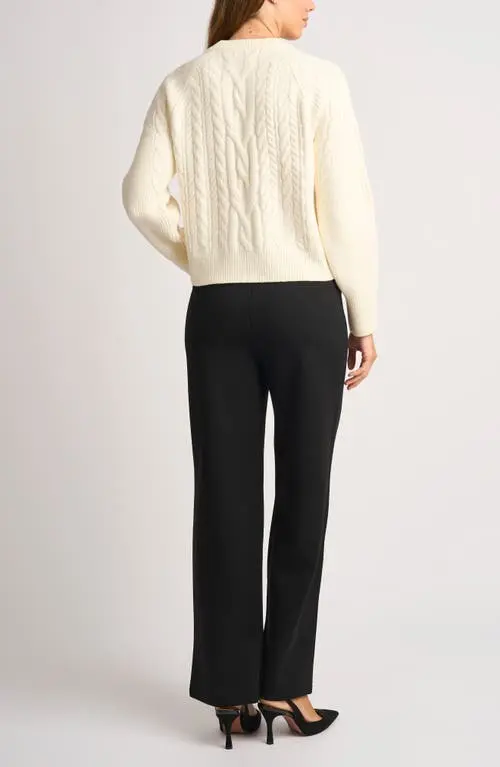 Halogen Mixed Cable Raglan Sweater - Vanilla Ice