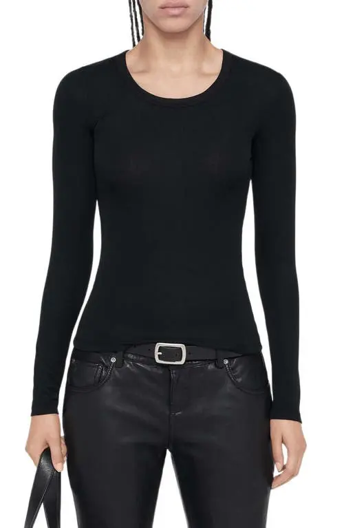 ALLSAINTS Teresa Long Sleeve Tee - Jet Black