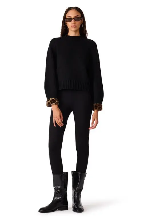 Steve Madden Orion Mock Neck Sweater With Faux Fur Cuffs