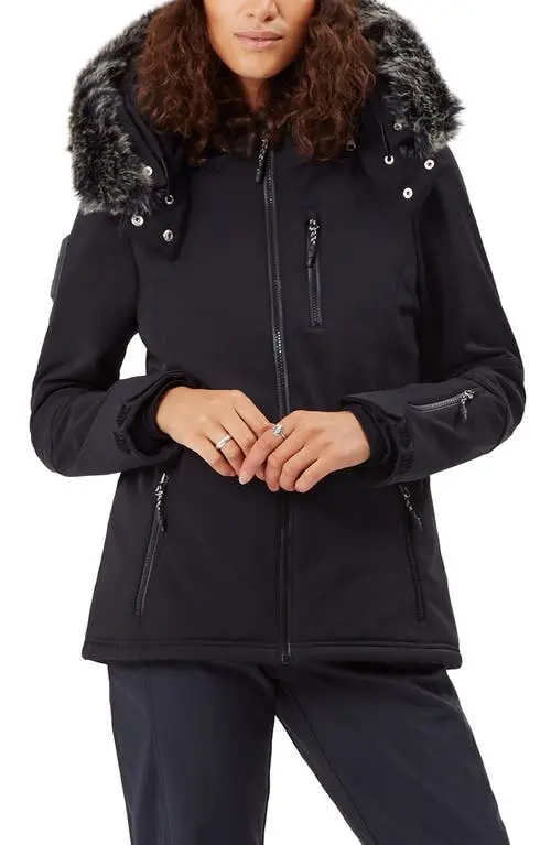 Sweaty Betty Exploration Soft Shell Ski Jacket With Faux Fur Trim - Black