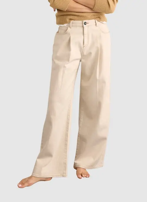 Baukjen Maria Pleated Front Wide Leg Jeans