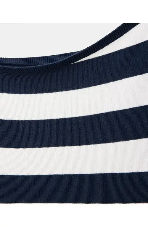 Mango Asymmetrical Neckline Striped Sweater