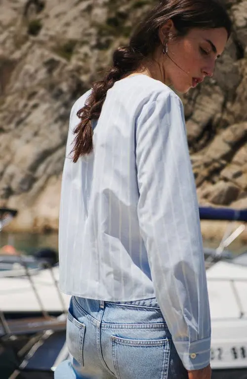 Mango Striped V-neck Top