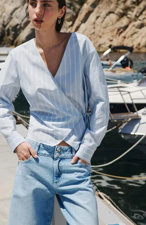 Mango Striped V-neck Top