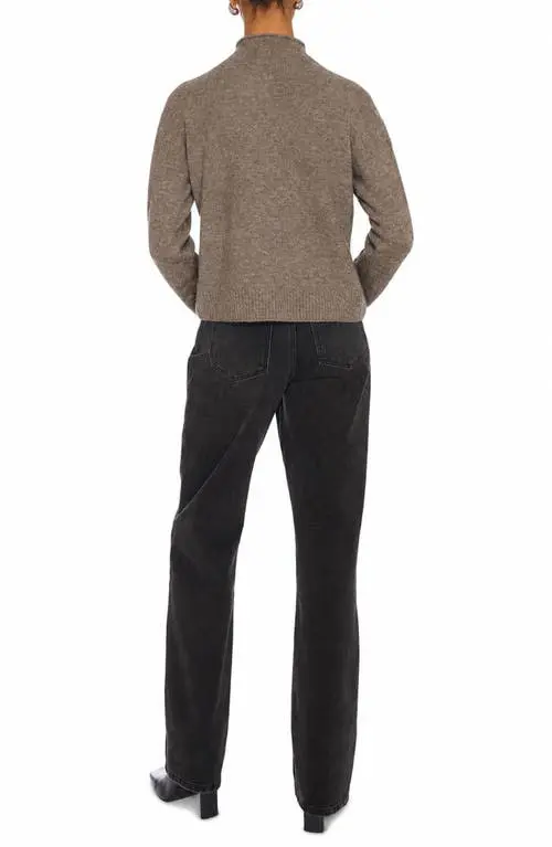Vince Camuto Floral Embroidered Mock Neck Sweater - Medium Brown