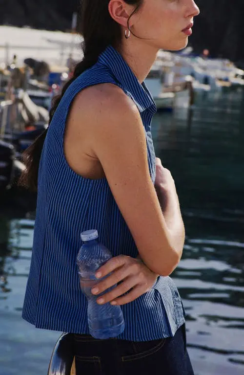 Mango Striped Sleeveless Shirt