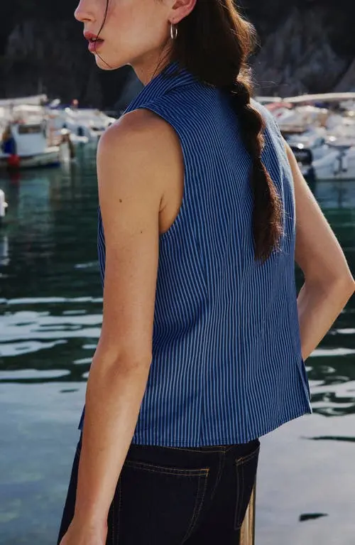 Mango Striped Sleeveless Shirt