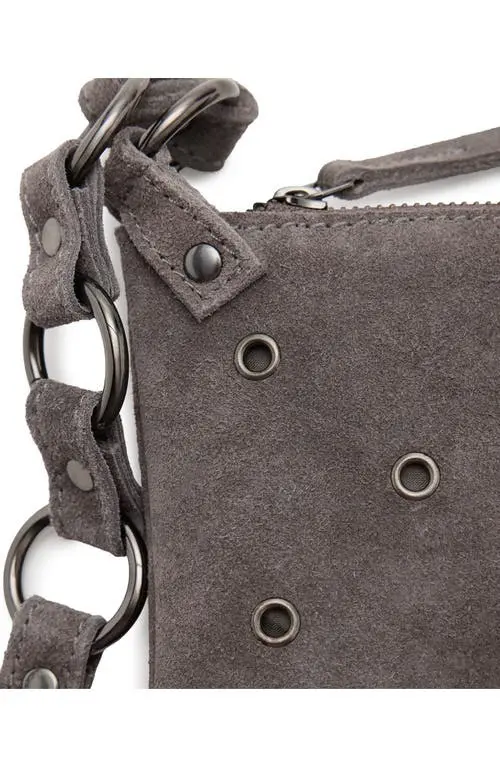 Mango Leather Eyelets Shoulder Bag