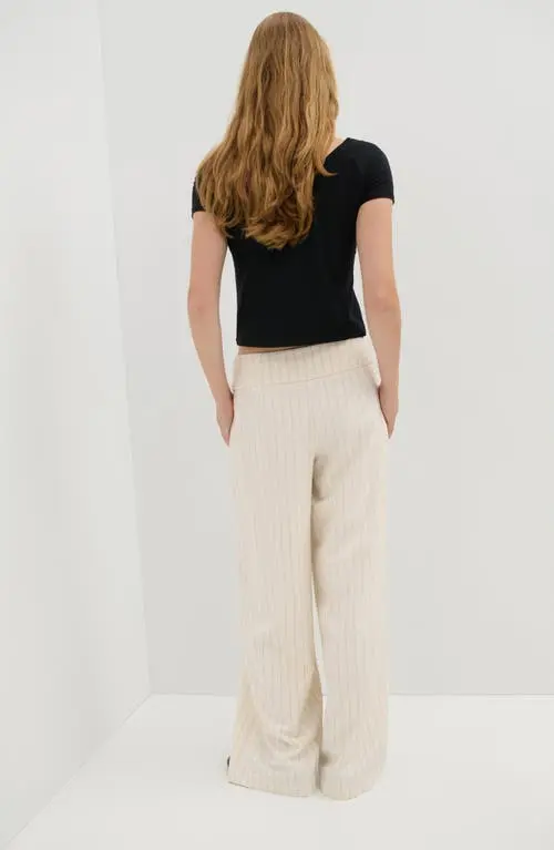 Mango Low Waist Straight Pinstripe Trousers