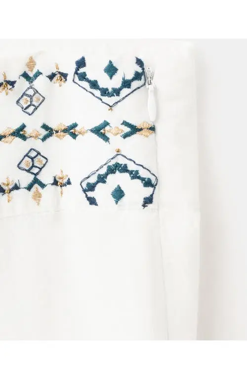 Mango Embroidered Wide Leg Trousers