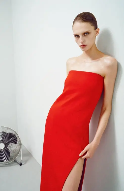 Mango Asymmetric Strapless Dress