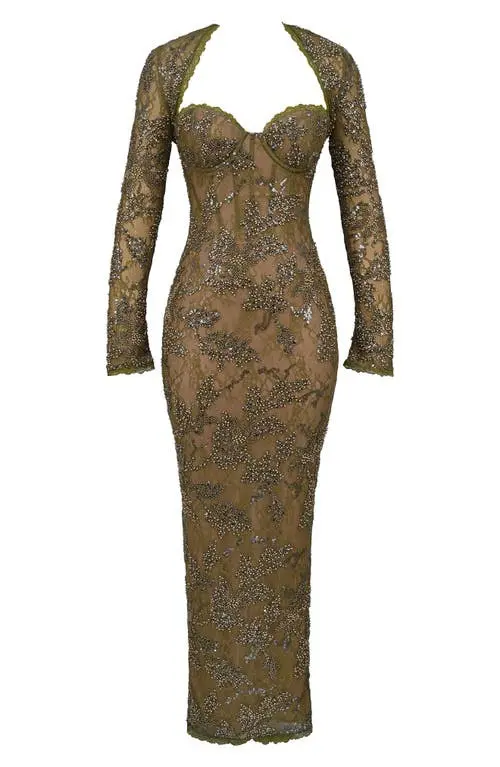 House Of Cb Lucelle Embellished Lace Maxi Dress