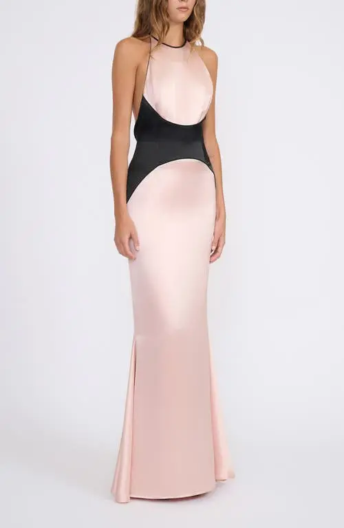 Staud Katalina Halter Neck Satin Gown