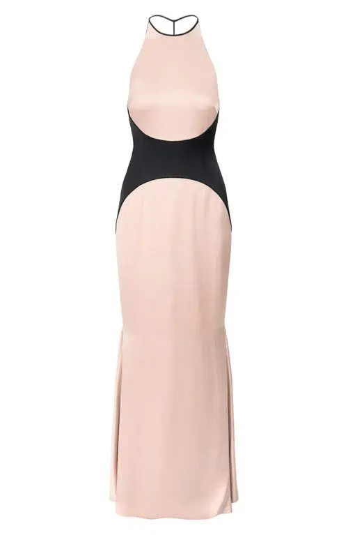 Staud Katalina Halter Neck Satin Gown