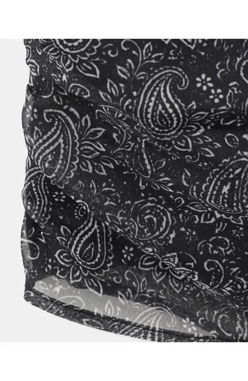 Mango Paisley Chiffon Boat Neck Top