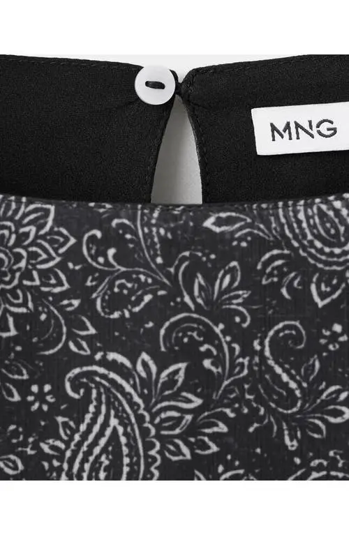 Mango Paisley Chiffon Boat Neck Top
