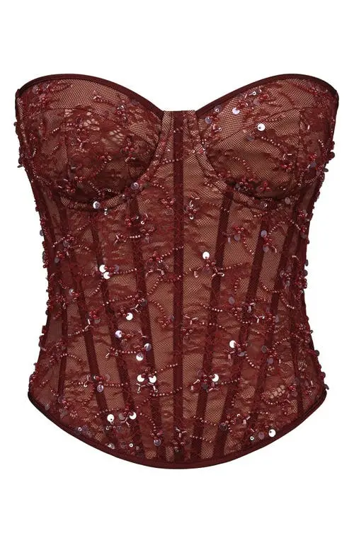 House Of Cb Suri Embellished Lace Corset Top