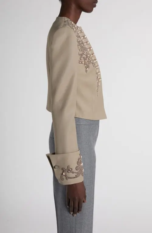 Alexander McQueen Faux Pearl Embellished Military Jacket