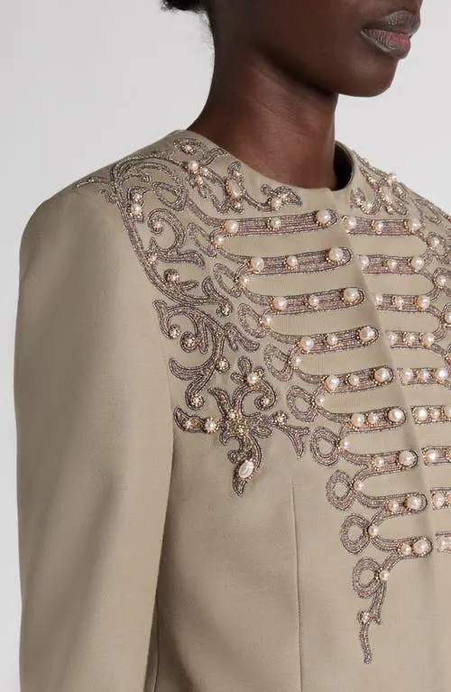 Alexander McQueen Faux Pearl Embellished Military Jacket