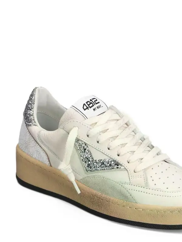 4B12 Playnew Glitter-detail Leather Sneakers