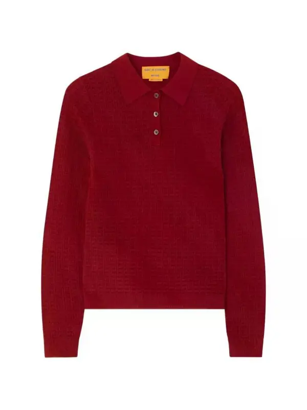 Guest In Residence Shrunken Waffle-knit Polo-collar Jumper