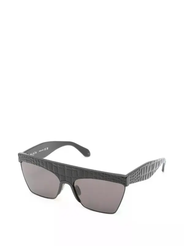 Alaïa Crocodile-effect Rectangle-frame Sunglasses