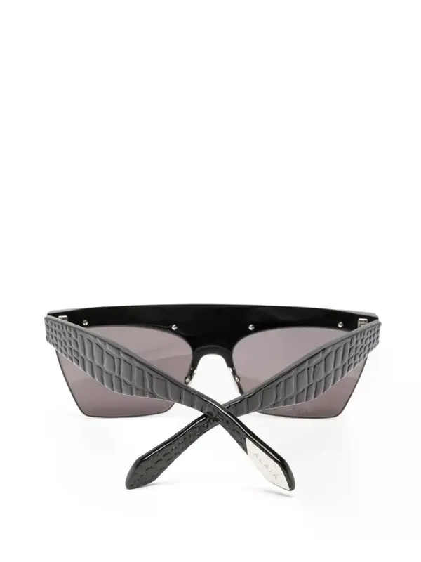 Alaïa Crocodile-effect Rectangle-frame Sunglasses