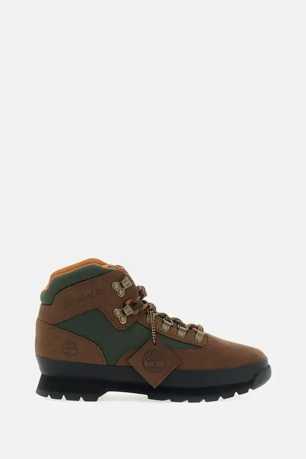 Timberland Scarponcini Allacciati Euro Hiker In Pelle E Tessuto - Marrone