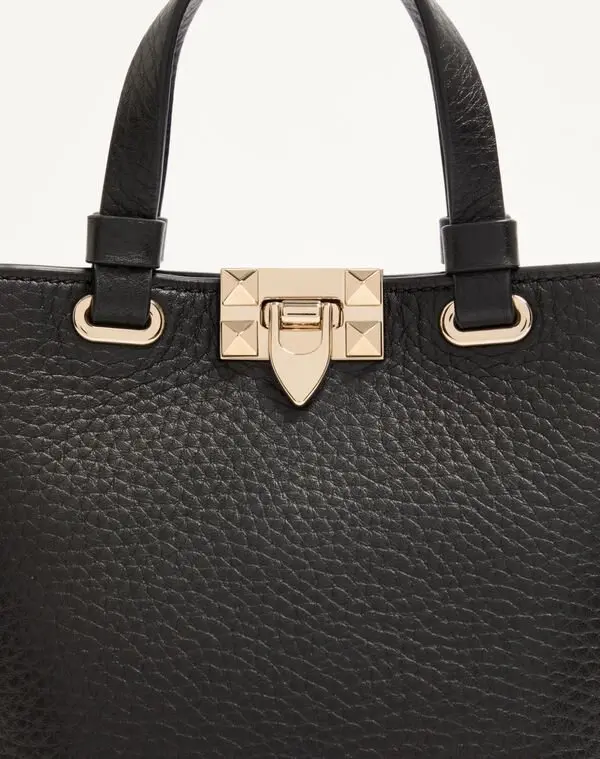 Valentino Garavani Rockstud Mini Bag In Grainy Calfskin - Black