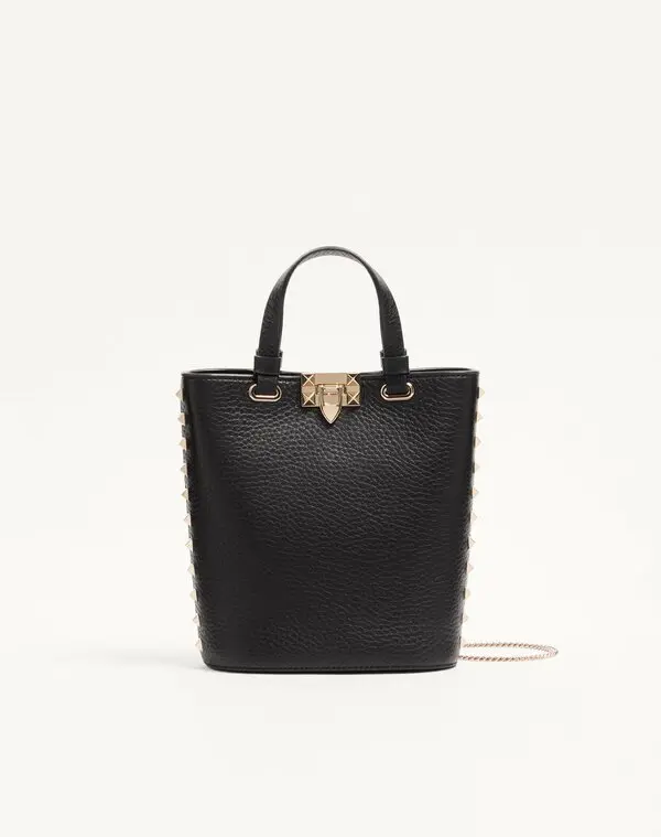 Valentino Garavani Rockstud Mini Bag In Grainy Calfskin - Black