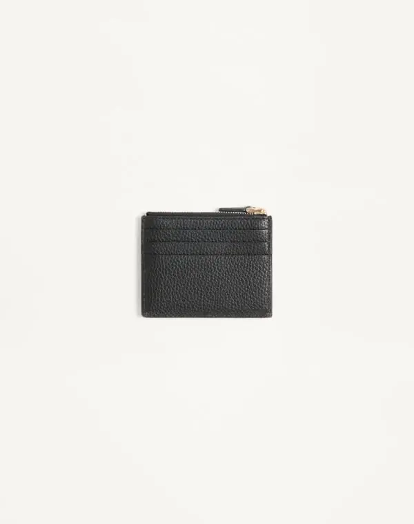 Valentino Garavani Rockstud Grainy Calfskin Cardholder With Zip