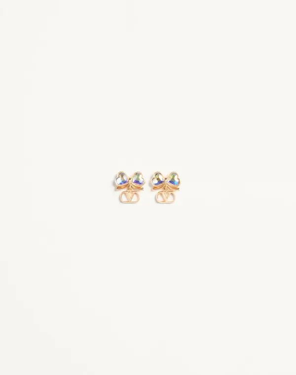 Valentino Garavani Vlogo Floc Earrings In Metal And Crystals - Gold/multicolour