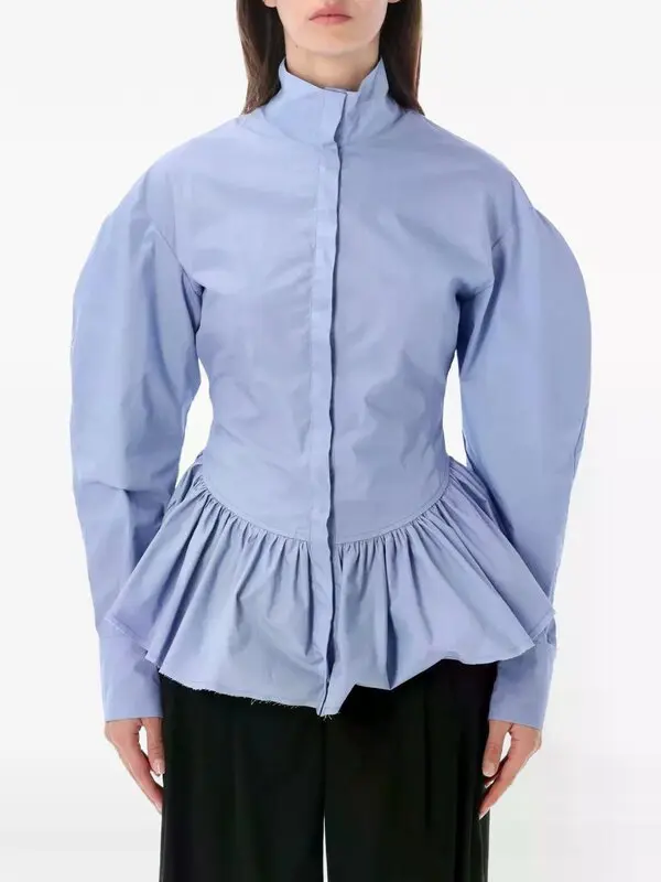 THELATEST Elaine Peplum-hem Puff-sleeve Shirt