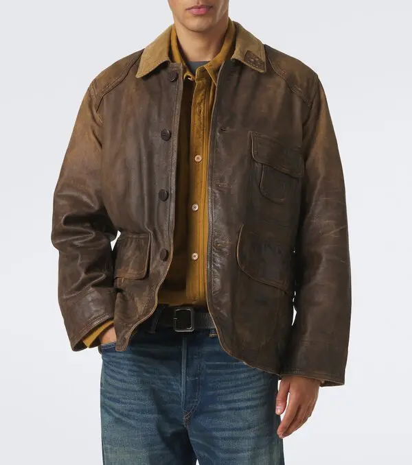 Ralph Lauren Corduroy-trimmed Leather Jacket