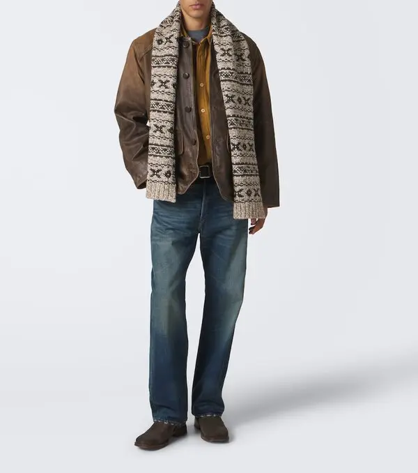 Ralph Lauren Corduroy-trimmed Leather Jacket