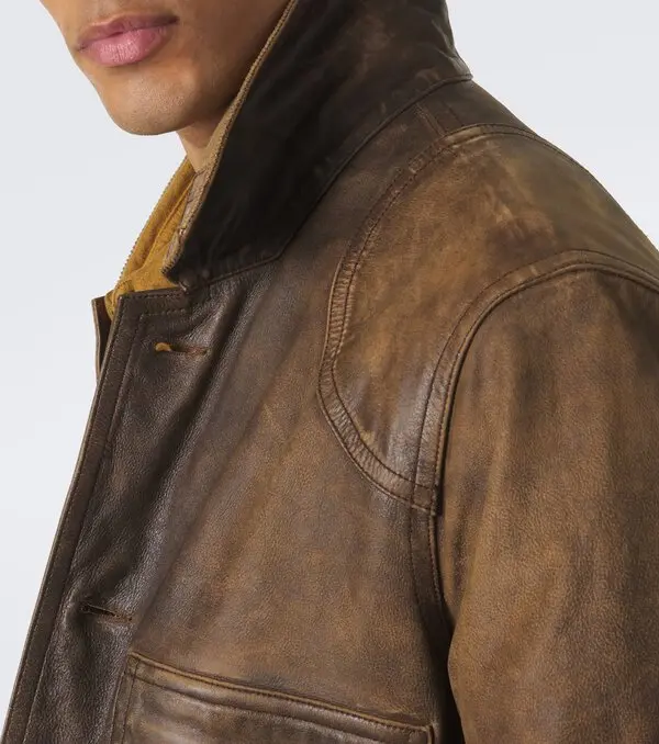 Ralph Lauren Corduroy-trimmed Leather Jacket