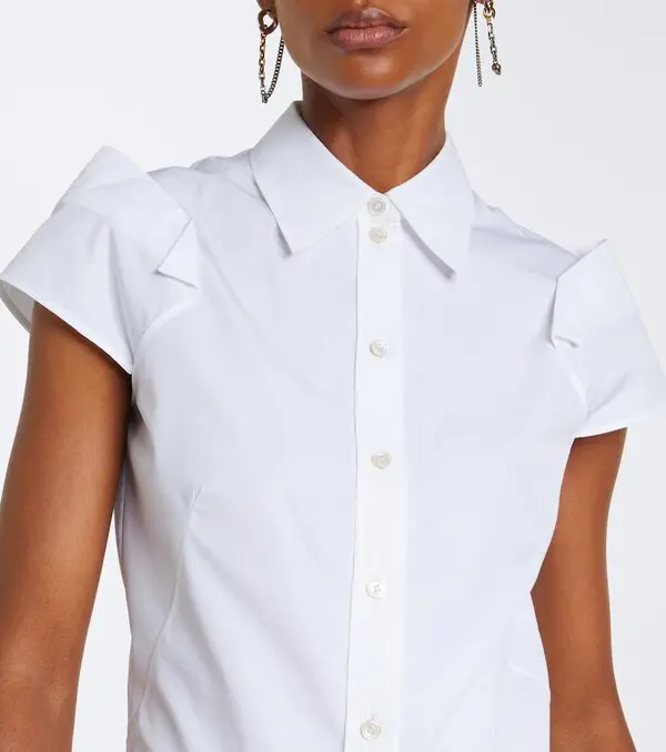 Alexander McQueen Peplum Cotton Poplin Shirt