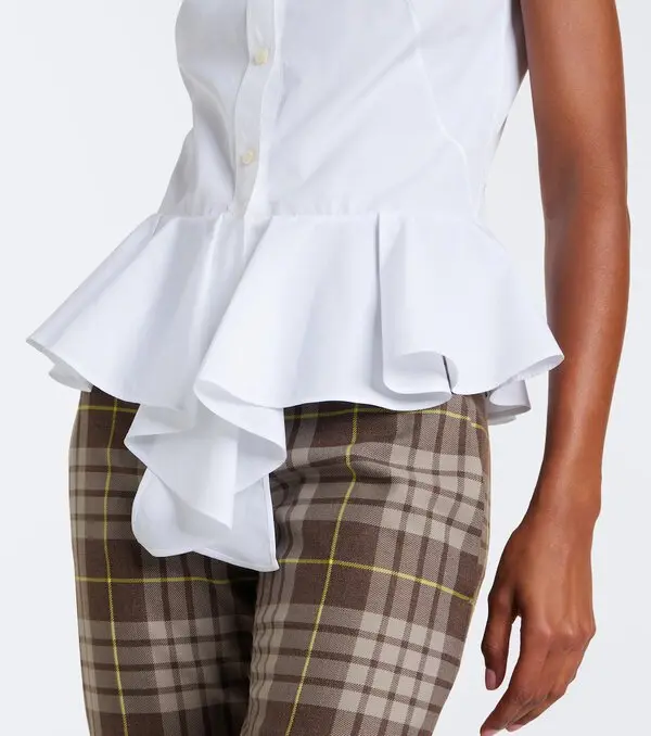 Alexander McQueen Peplum Cotton Poplin Shirt