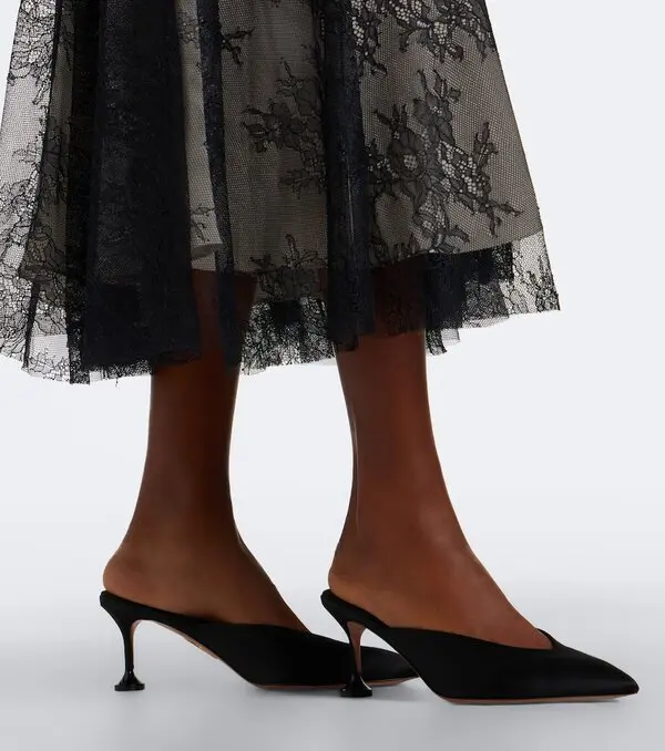 AQUAZZURA Bisous Satin Mules