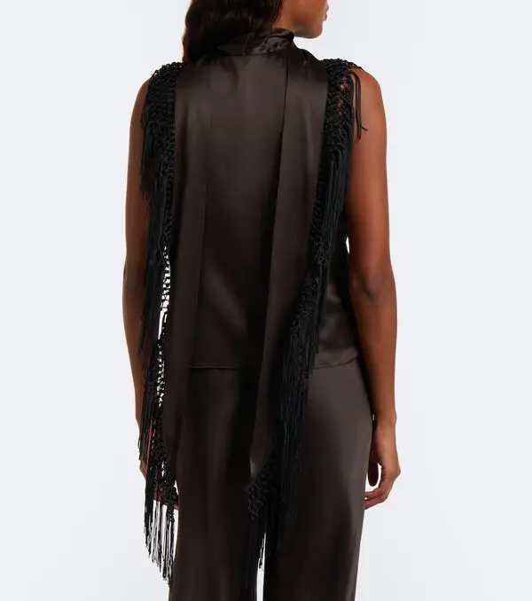 SIR. Lula Fringed Scarf-detail Silk Top