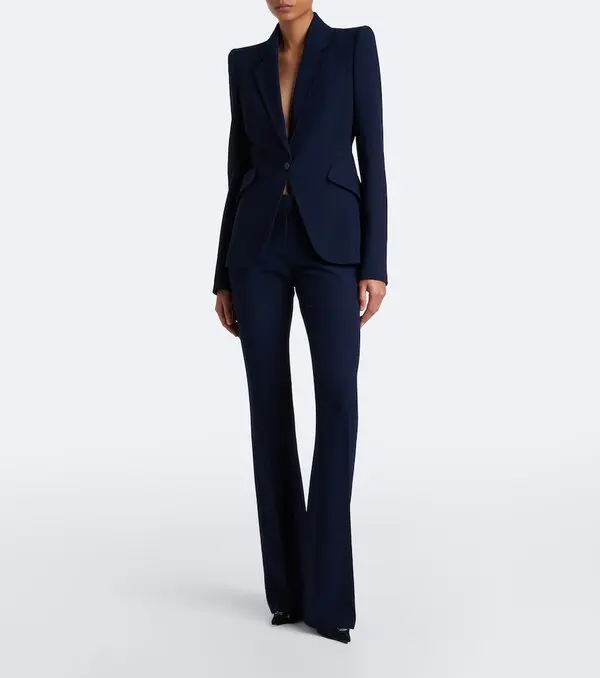 Alexander McQueen Crêpe Bootcut Pants - Blue
