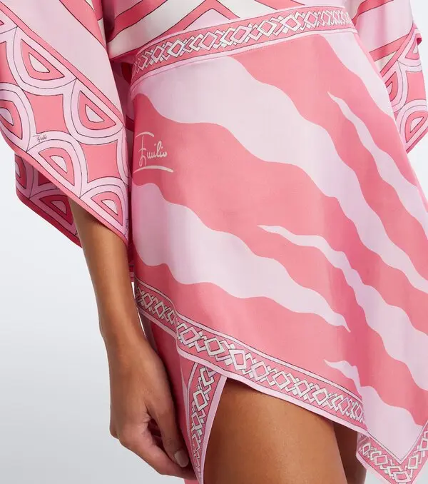 Emilio Pucci Fiamme Asymmetric Silk Twill Skirt