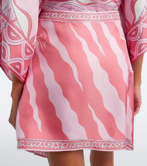 Emilio Pucci Fiamme Asymmetric Silk Twill Skirt