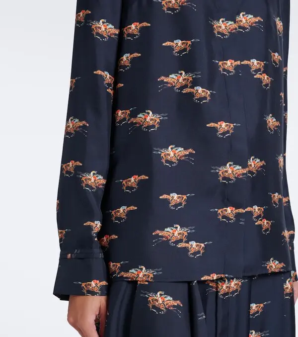 Gabriela Hearst Cruz Printed Silk Twill Shirt